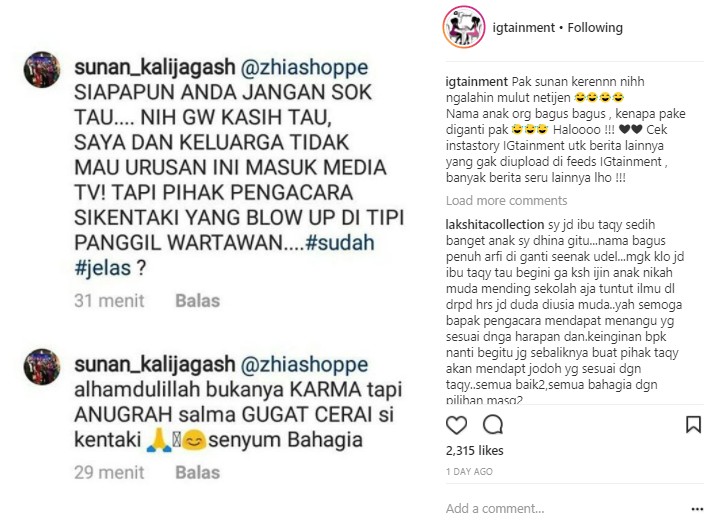 Panggil Taqy Malik dengan Sebutan Ini, Sunan Kalijaga Buat Netter Ngakak