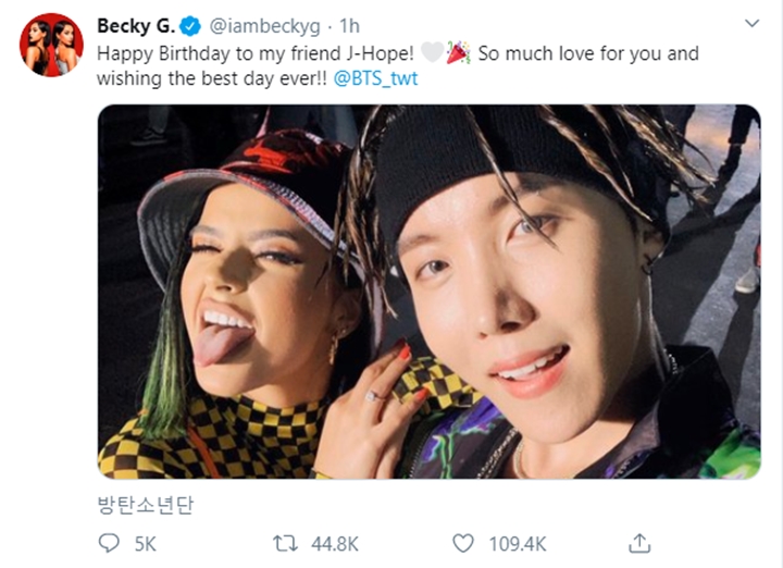 Pernah Duet Bareng, Becky G Tak Lupa Beri Selamat Ulang Tahun J-Hope BTS