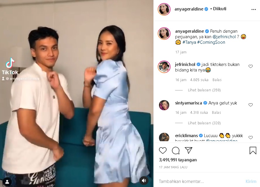 Anya Geraldine Pamer Video Main TikTok Bareng Jefri Nichol, Diserbu Reaksi Patah Hati Fans