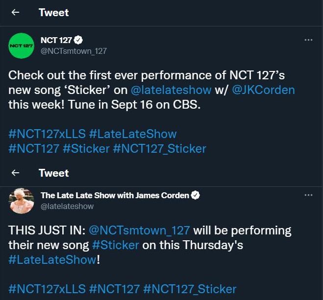 Keren, NCT 127 Bakal Tampilkan 'Sticker' Perdana di TV AS 'The Late Late Show with James Corden'